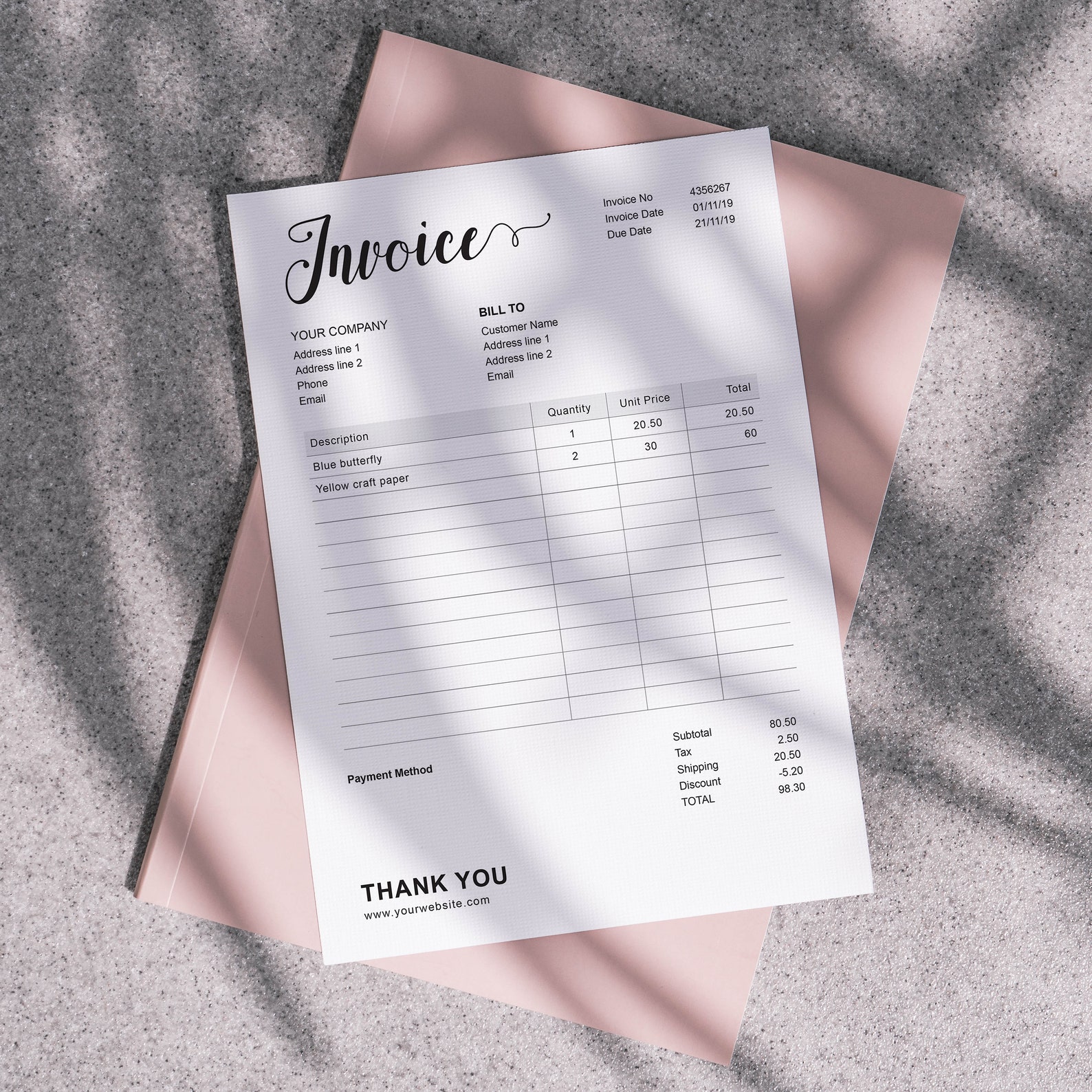 Invoice - Editable | Fillable PDF Template | A4 & US Letter Size - Etsy