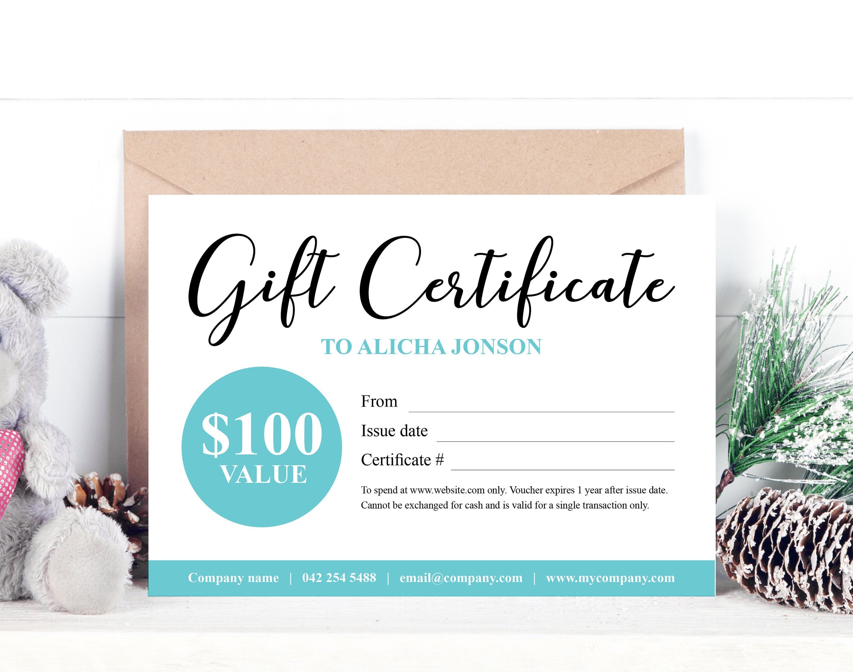 Editable PDF Gift Certificate Card Printable Template Instant Download ...