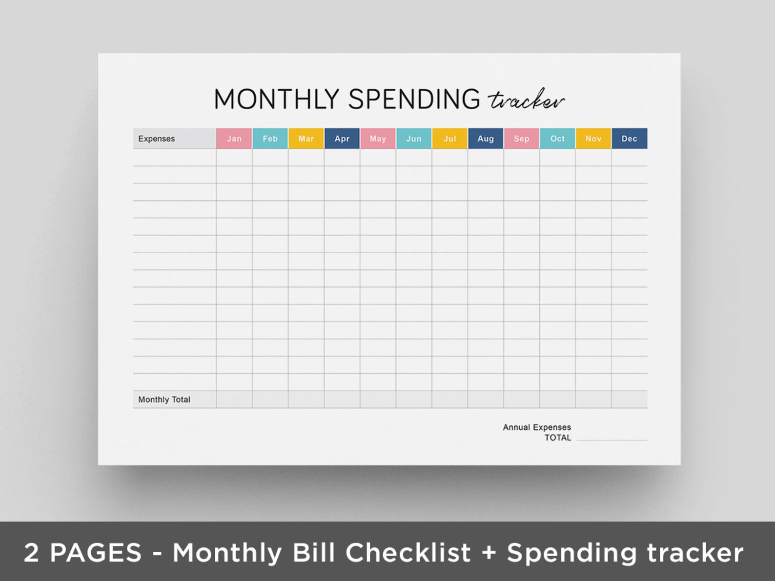 Fillable Monthly Bill Payment Checklist | Monthly Spending Tracker ...