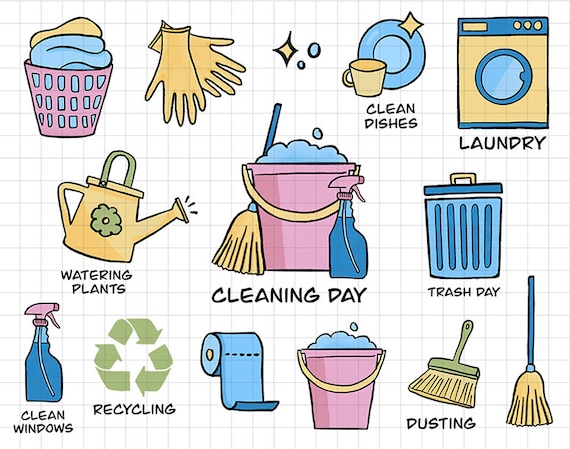 Digital Planner Stickers Hand-drawn House Cleaning Set PNG - Etsy New ...