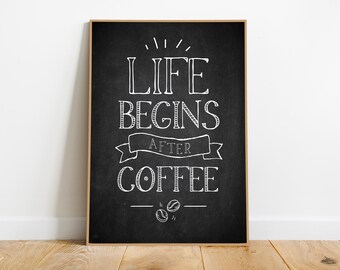 Coffee Types Poster Chalkboard Instant Download | Etsy