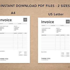 Invoice Template | Editable | Fillable PDF Template | Auto Calculate ...