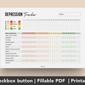 Monthly Depression Tracker | Printable | Editable Fillable PDF ...