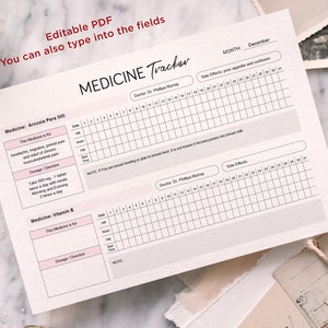 Monthly Medicine Tracker | Editable PDF | Instant Download | Printable ...