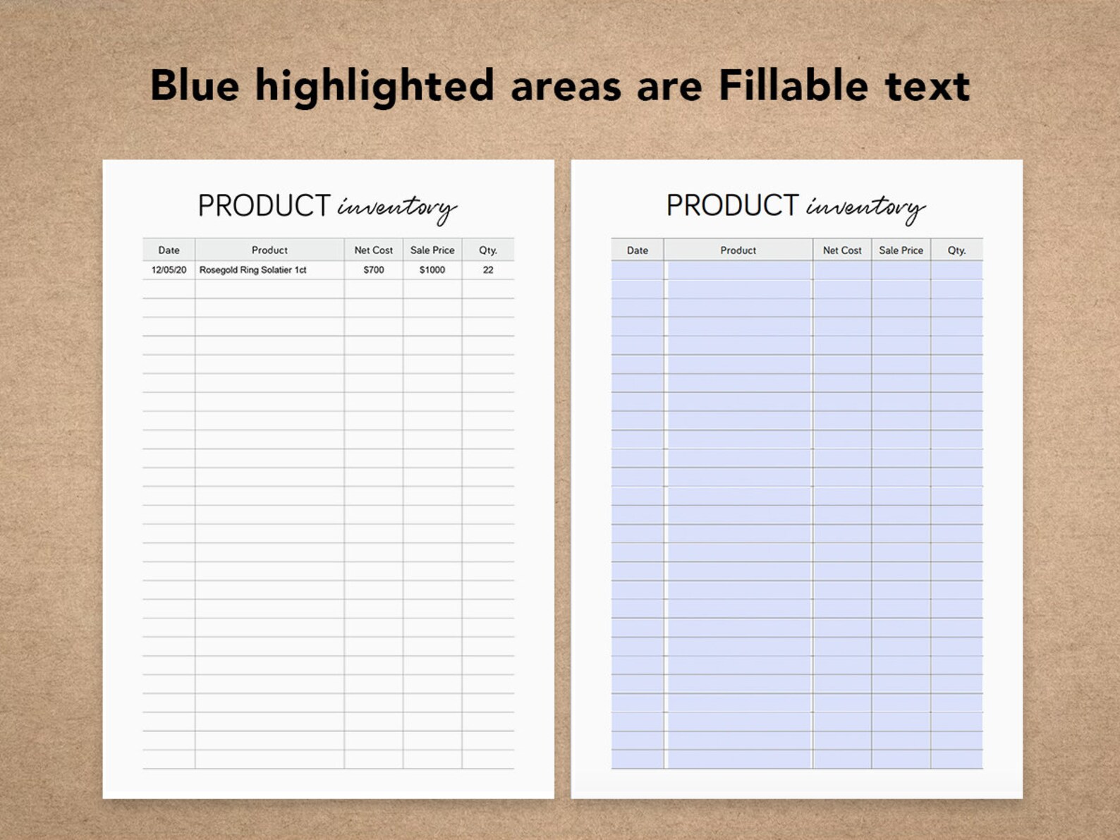 Fillable Product Planner Inventory List Business Planner | Etsy