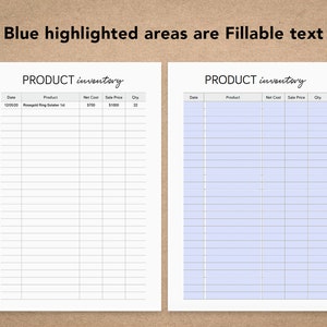 Fillable Product Planner | Inventory List | Business Planner | Editable ...