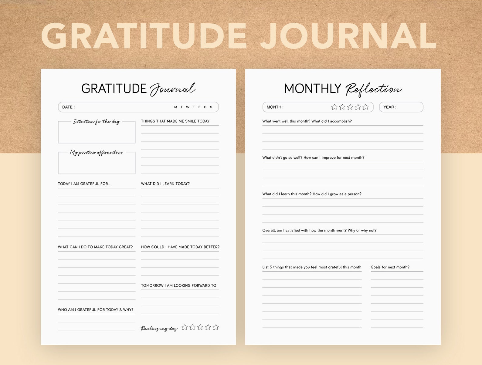Gratitude Journal Printable PDF Daily Gratitude Journal Mindfulness ...
