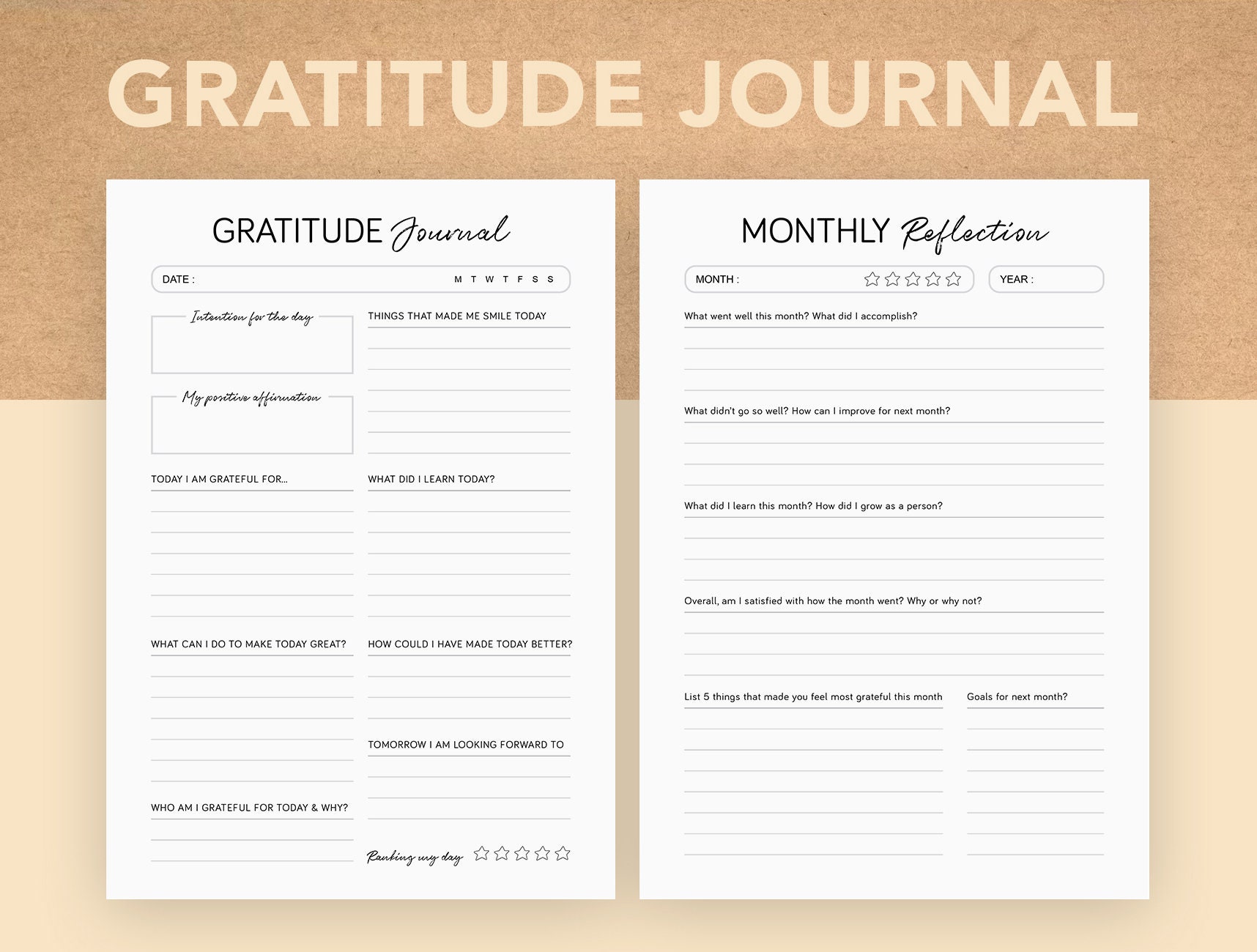 Gratitude Journal Printable PDF Daily Gratitude Journal Mindfulness ...