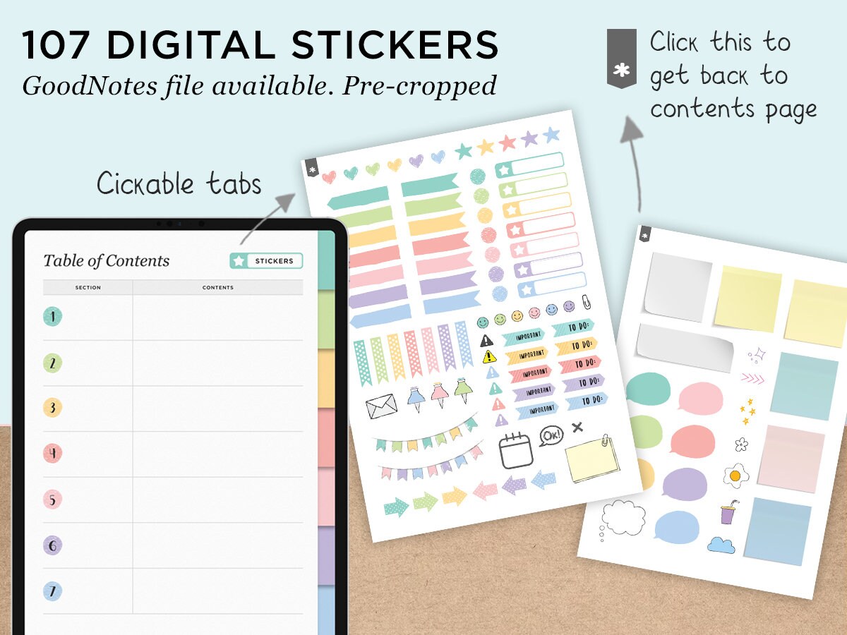Digital Notebook Goodnotes Notability Digital Stickers - Etsy