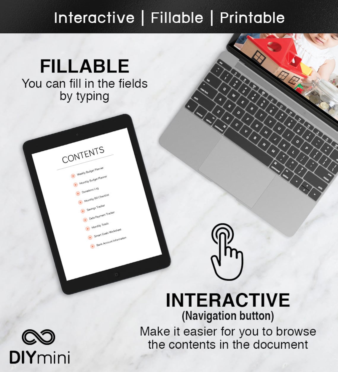 Budget Planner Interactive Fillable PDF Printable - Etsy