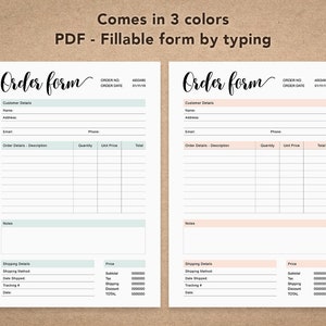 Order Form - Editable PDF Template | A4 & Letter Size | Printable ...