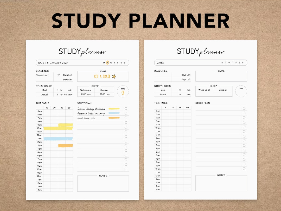 Daily Study Planner | Student Planner | Assignment Tracker | Homework ...