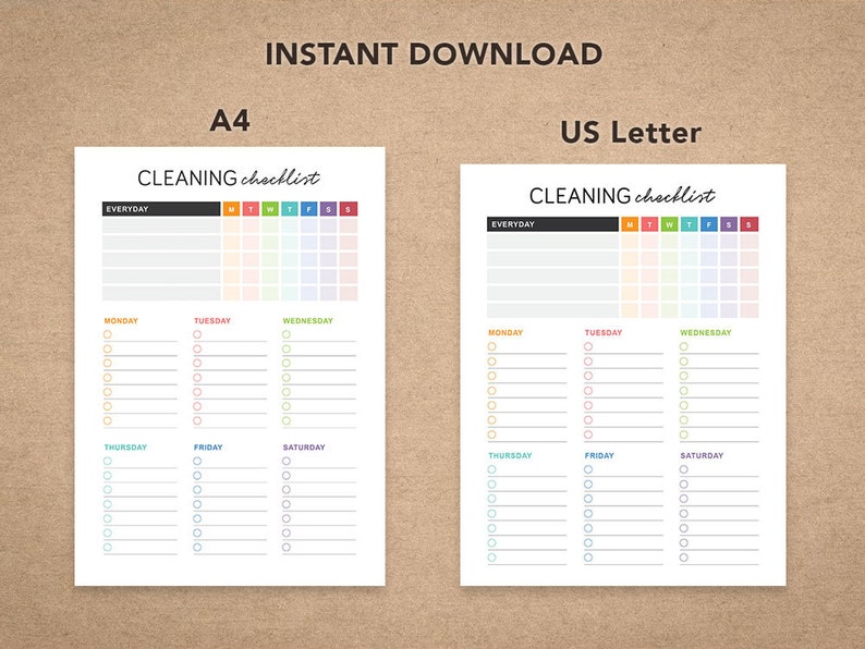 Editable / Fillable Cleaning Checklist A4 US Letter | Etsy Canada