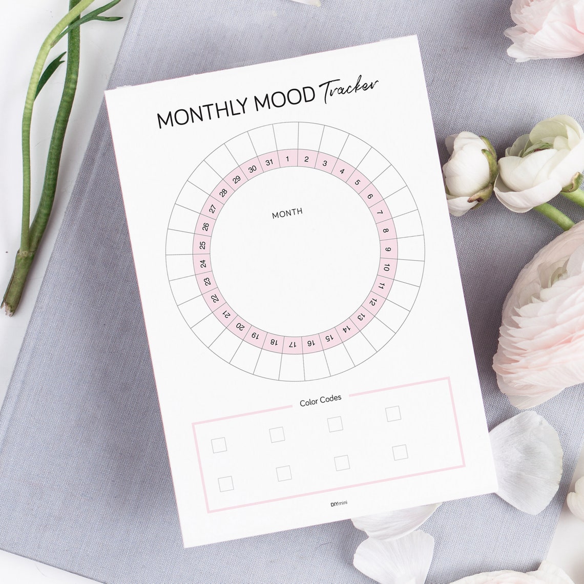 Mood Tracker Template Yearly Monthly Instant Download - Etsy