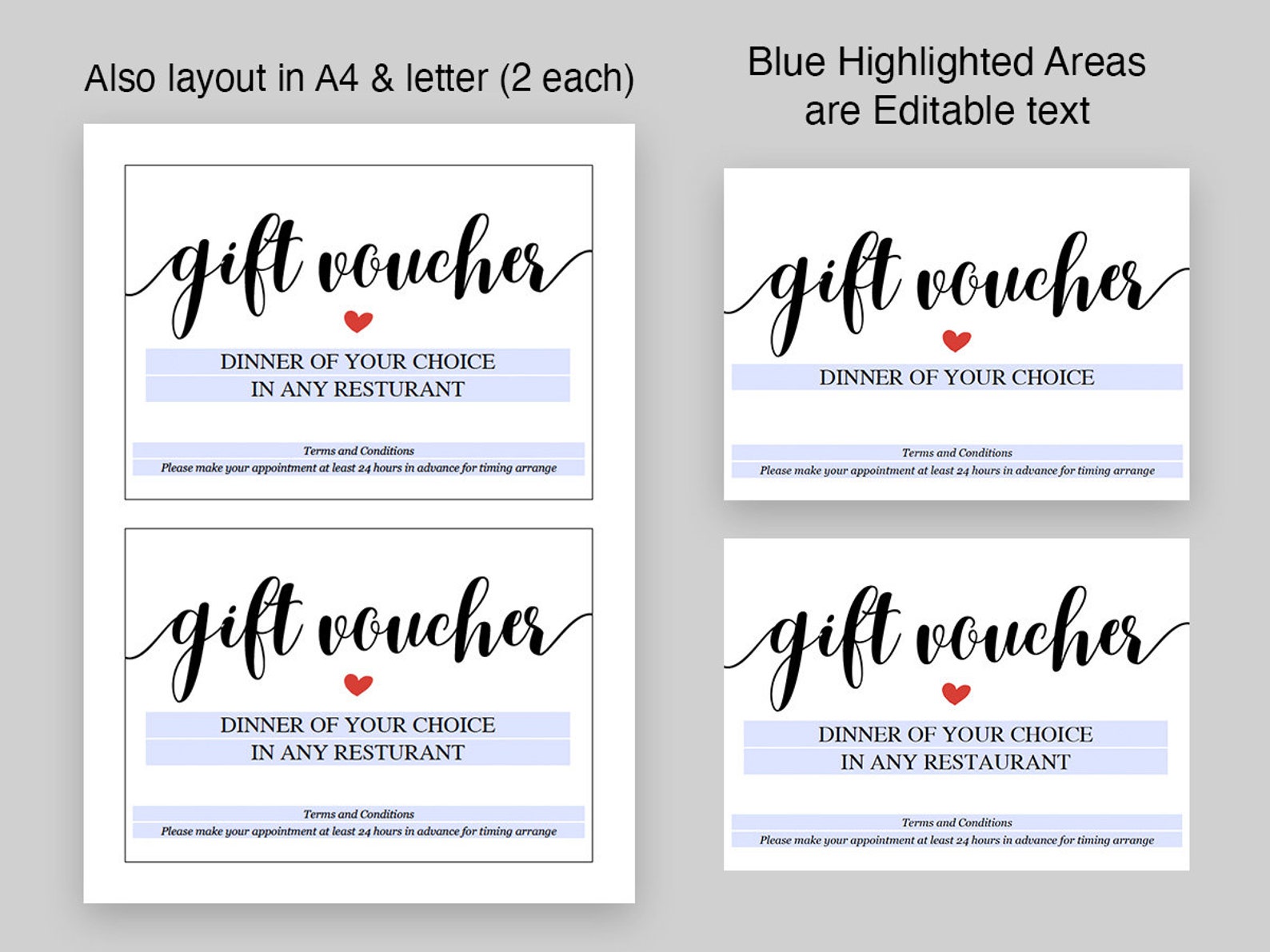 Editable PDF Gift Voucher Card | Printable | Template | Instant ...