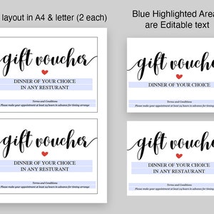 Editable PDF Gift Voucher Card | Printable | Template | Instant ...