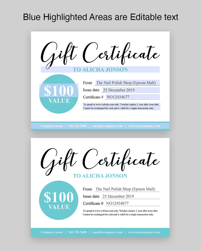 Editable PDF Gift Certificate Card Printable Template Instant Download ...