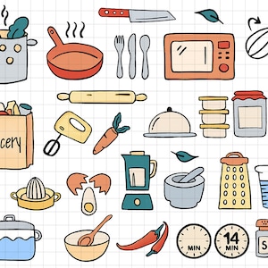 Digital Planner Stickers Hand-drawn | Kitchen - Cooking Set PNG ...