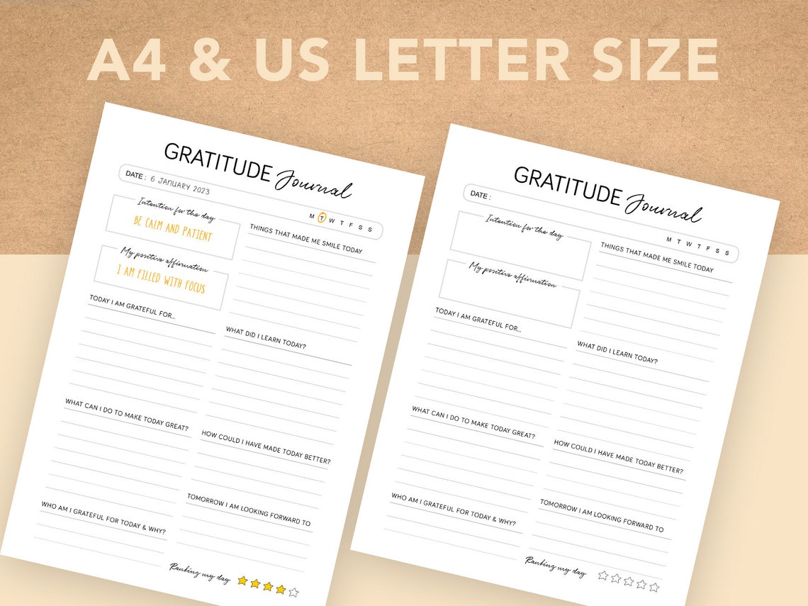 Gratitude Journal Printable PDF Daily Gratitude Journal Mindfulness ...