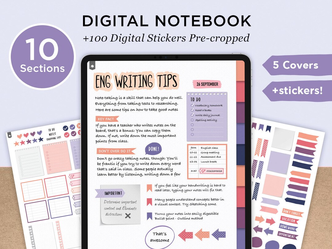Digital Notebook Goodnotes Notability Digital Stickers Included iPad ...