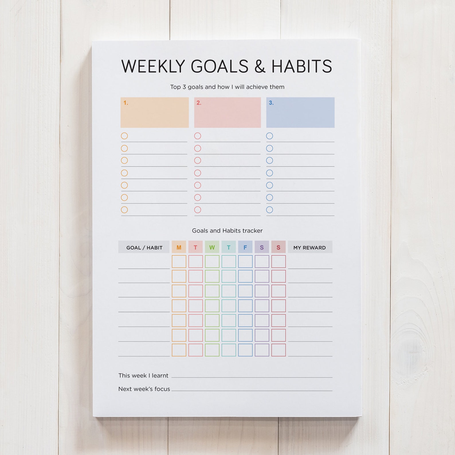 Weekly Goals & Habits - Fillable PDF - Etsy