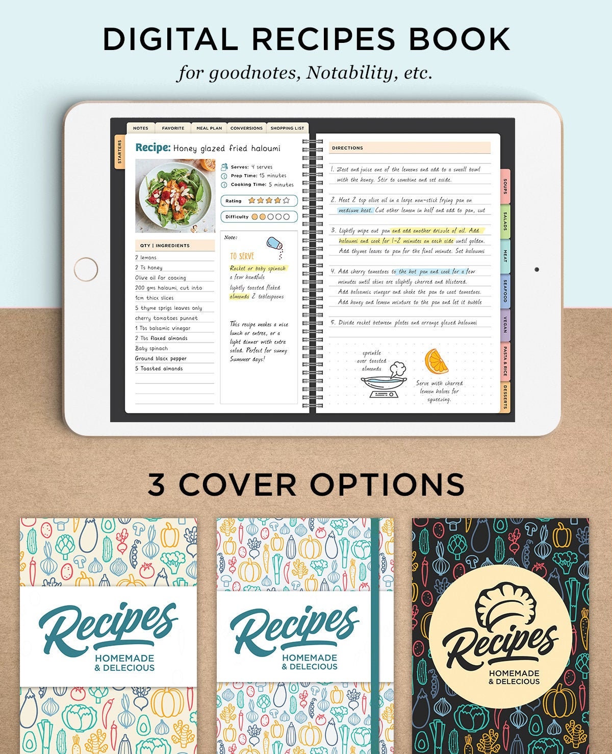 DIGITAL RECIPES BOOK Digital Planner Ipad Planner Goodnotes | Etsy New ...