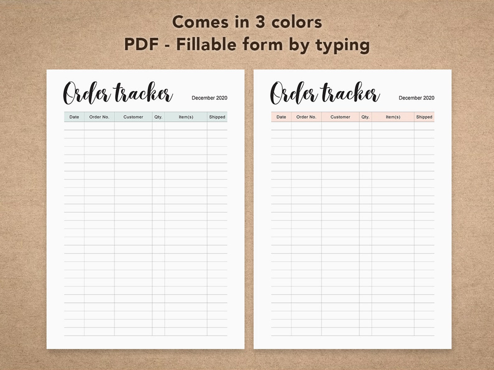 Order Tracker Editable Fillable PDF Template Printable Orders Tracking ...
