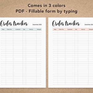 Order Tracker | Editable | Fillable PDF Template | Printable | Orders ...