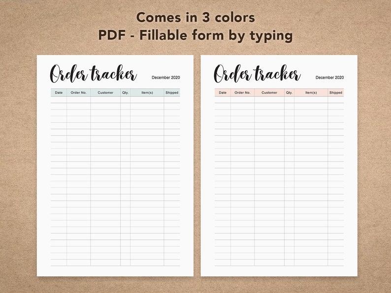 Order Tracker Editable Fillable PDF Template Printable Orders Tracking ...