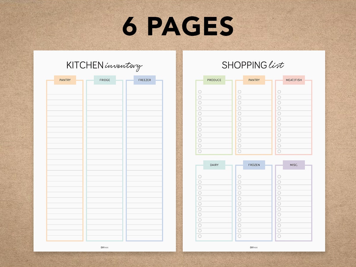 Meal Planner 6 Pages | Printable Menu Planner | Weekly Meal Planner ...