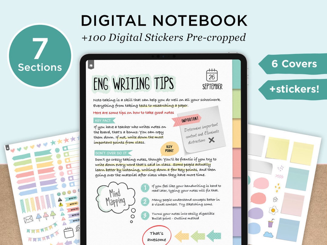 Digital Notebook Goodnotes Notability Digital Stickers Included iPad ...