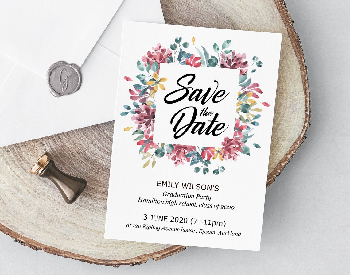 Editable PDF Graduation Invitation Save the Date Card Printable ...