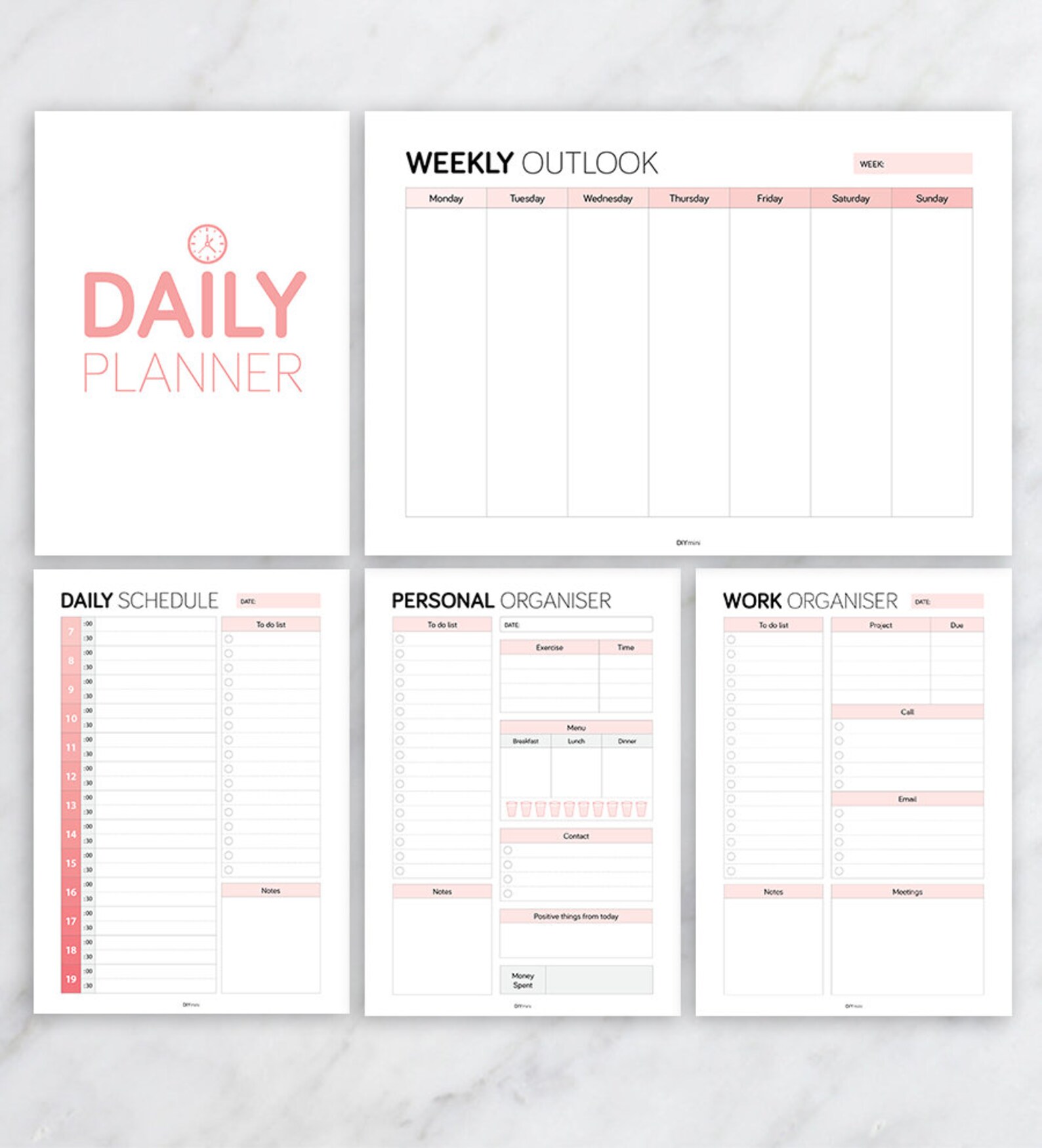 Daily Planner Interactive Fillable PDF Printable - Etsy