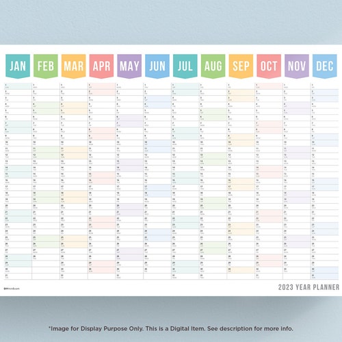 PRINTABLE 2023 Wall Calendar Digital PDF Instant Download - Etsy