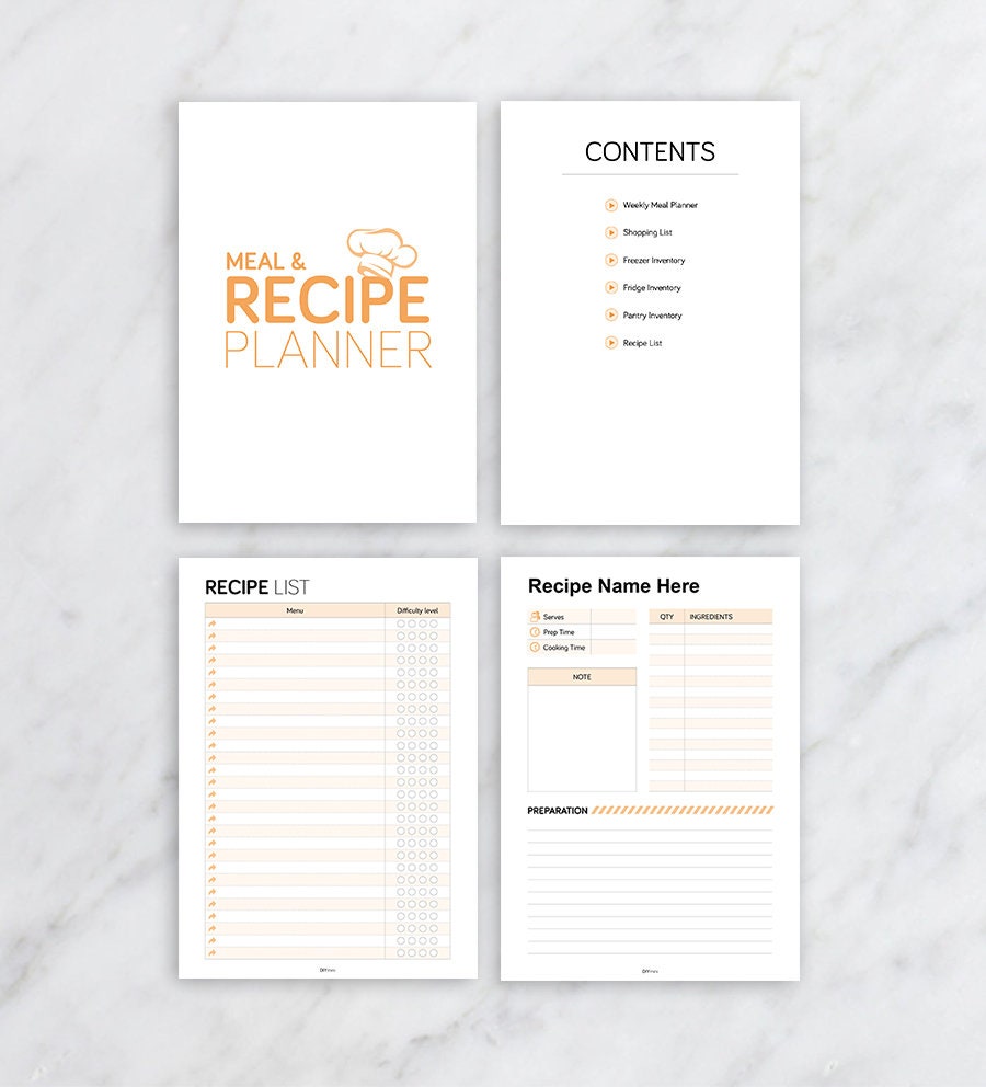 Meal & Recipe Planner Interactive Fillable PDF Printable - Etsy
