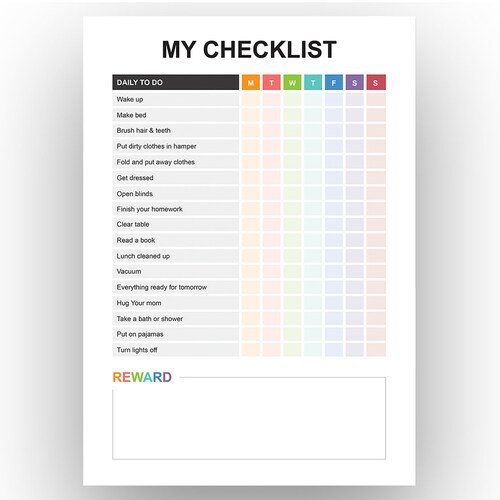 To Do List Kid Checklist Editable PDF A4 Letter Size - Etsy