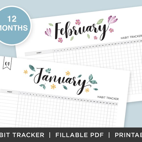Monthly Habit Tracker Printable Fillable PDF Daily Routine - Etsy