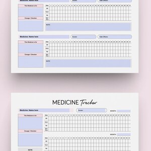 Monthly Medicine Tracker | Editable PDF | Instant Download | Printable ...