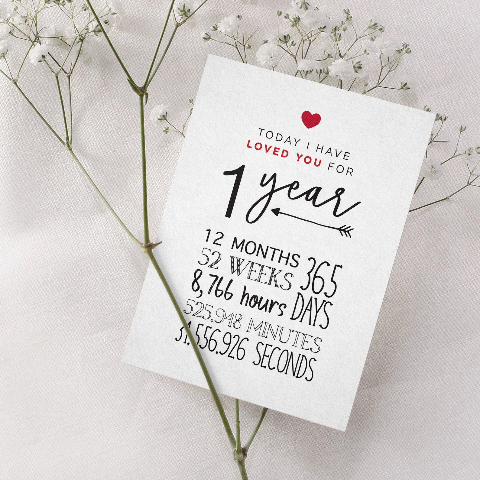 First Anniversary Card 1 Year Printable - Etsy