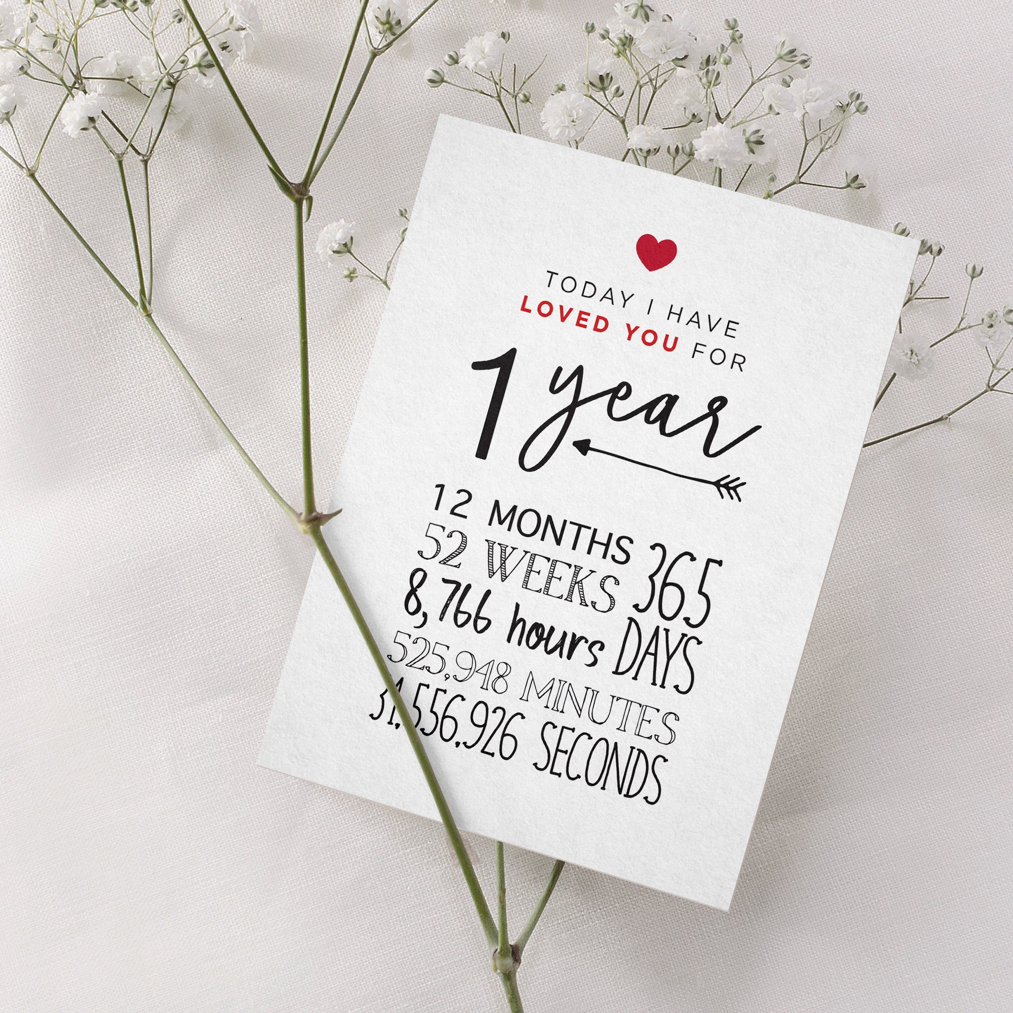 First Anniversary Card 1 Year Printable - Etsy