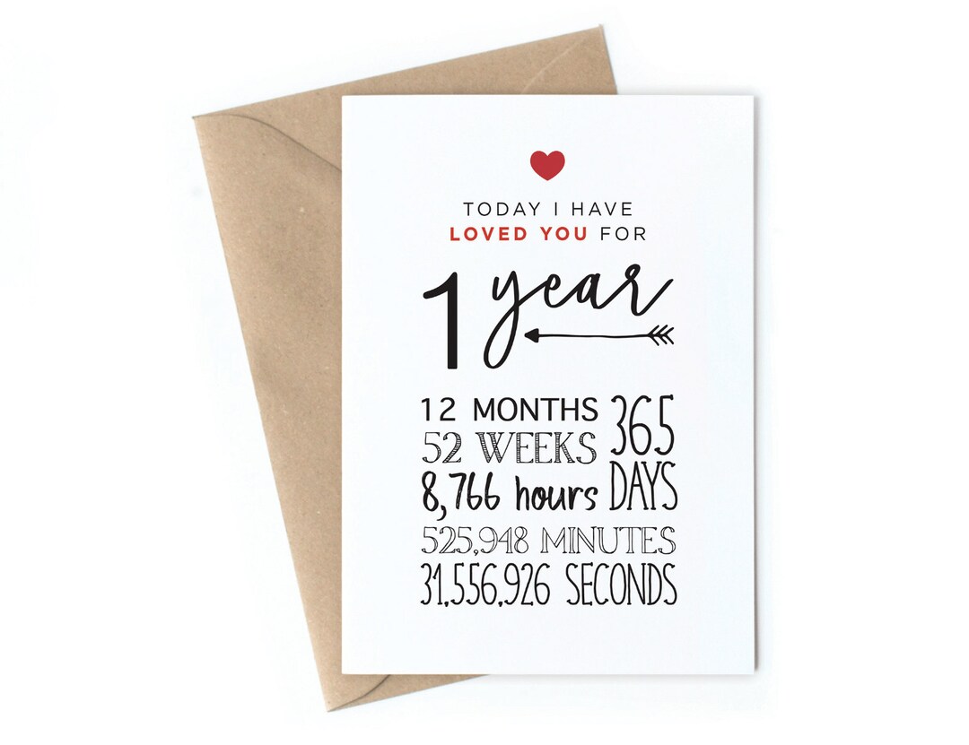 First Anniversary Card | 1 Year | Printable - Etsy