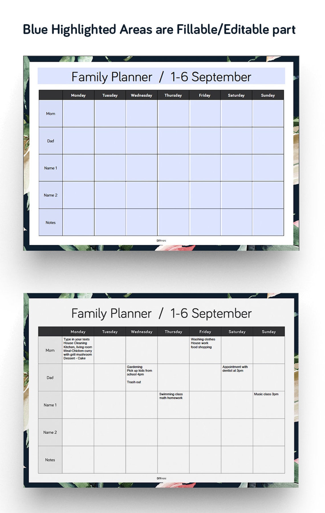 Family Weekly Planner Editable - Etsy