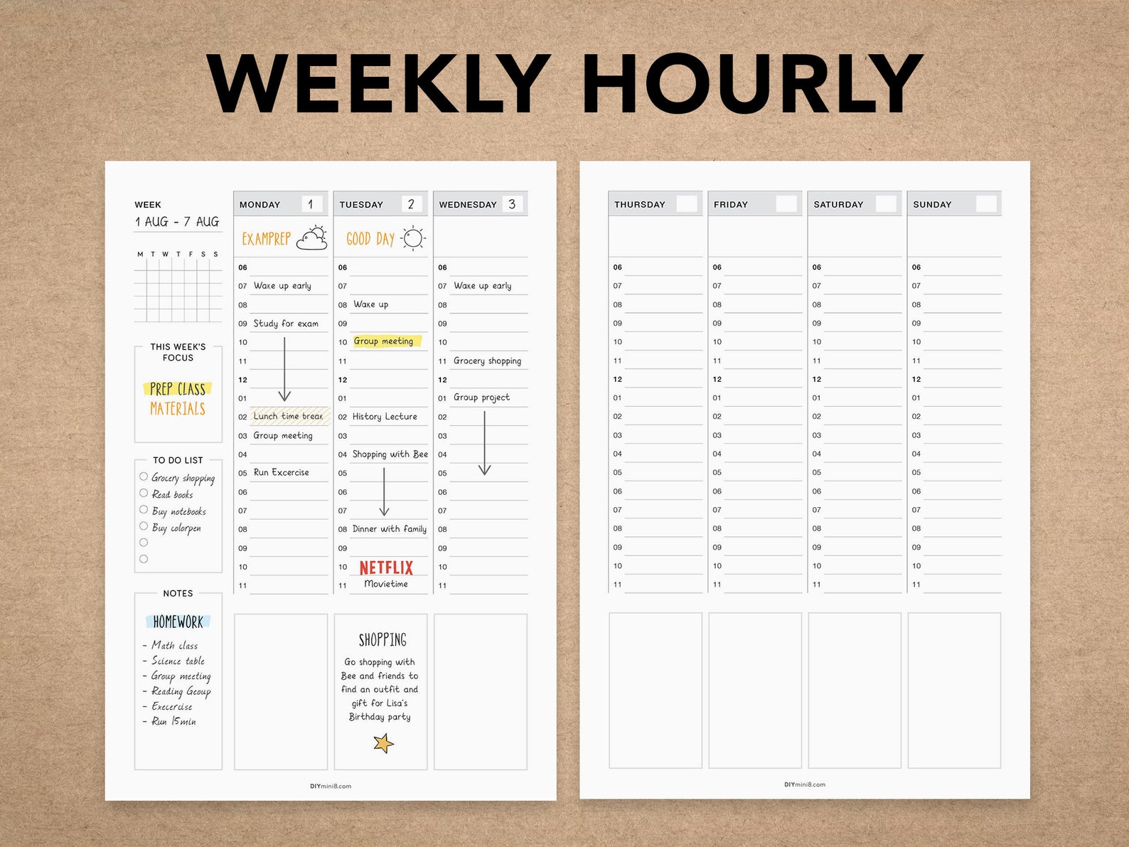 Weekly Hourly Productivity Planner Printable Daily - Etsy