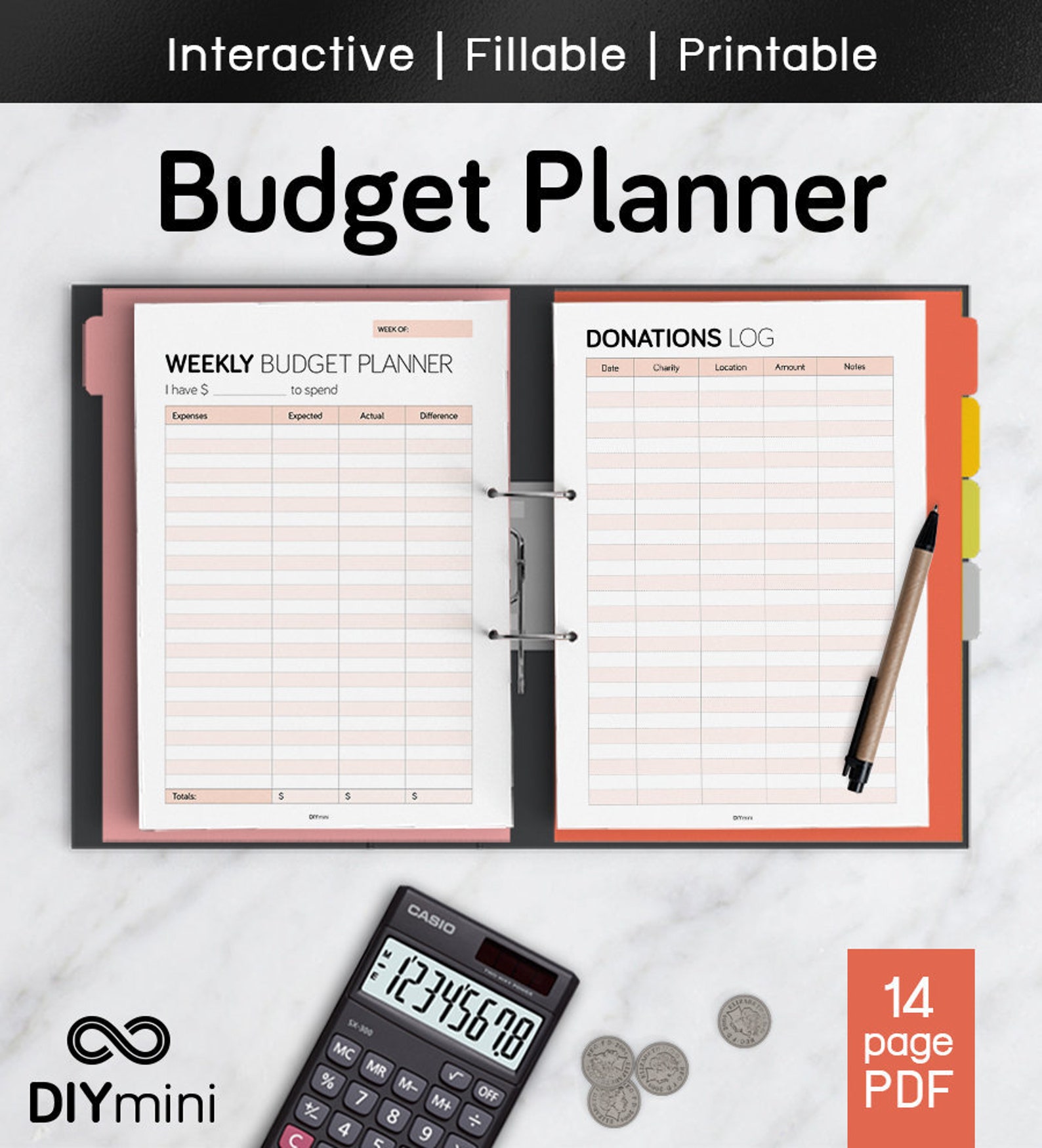Budget Planner | Interactive | Fillable PDF | Printable | Organiser - Etsy