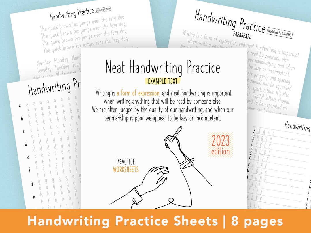 Neat Handwriting Practice Sheets | Instant Download | Printable A4 & US ...