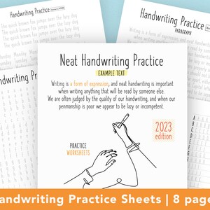 Neat Handwriting Practice Sheets | Instant Download | Printable A4 & US ...