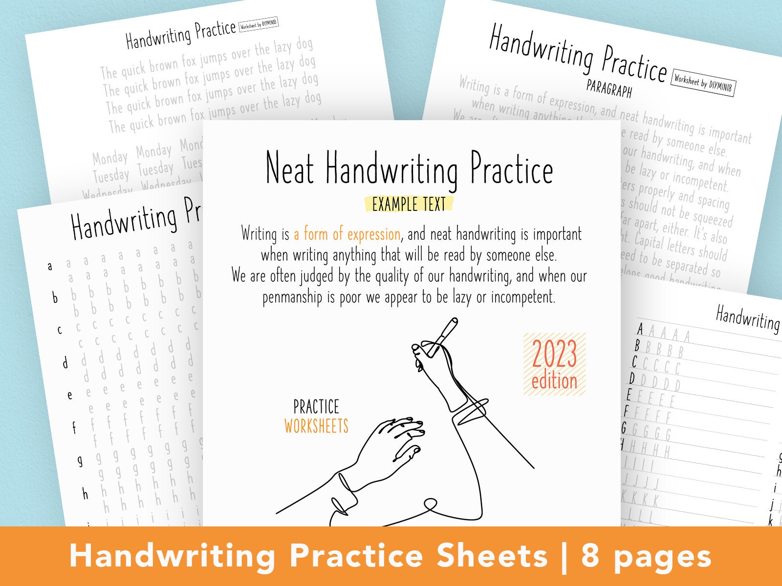 Neat Handwriting Practice Sheets Instant Download Printable A4 & US ...