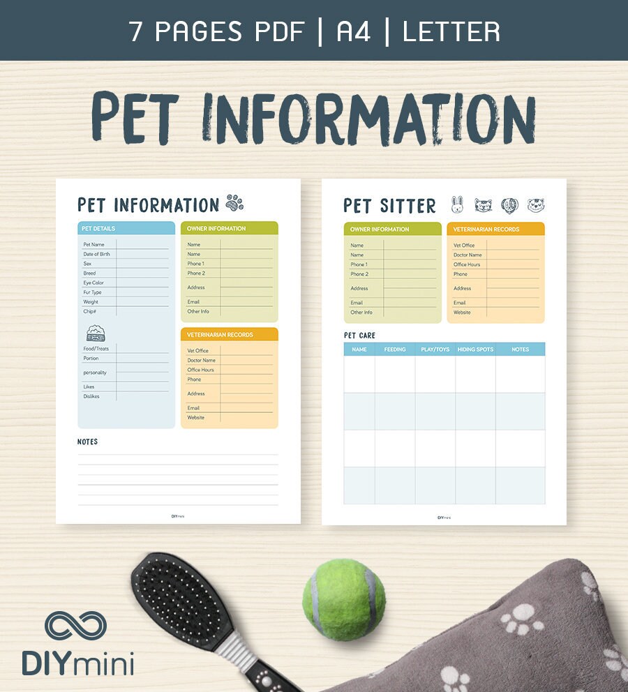 Pet Information Printable Planner - Etsy