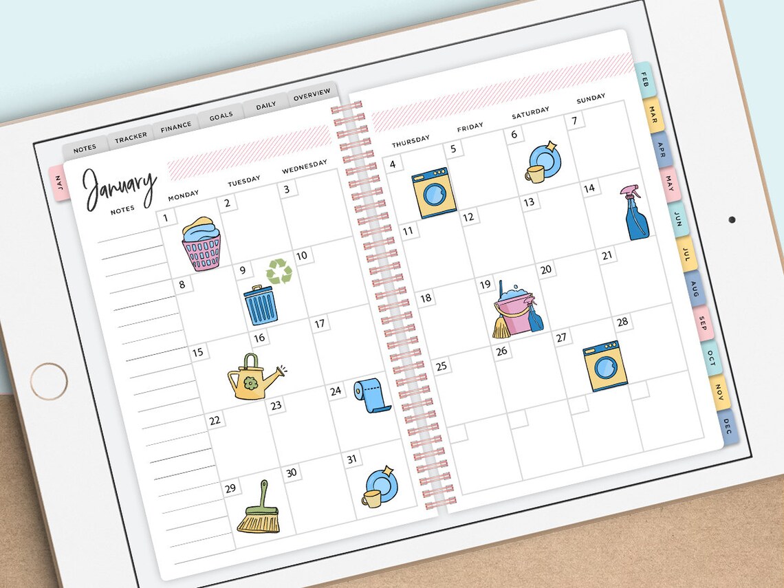 Digital Planner Stickers Hand-drawn | House Cleaning Set PNG ...
