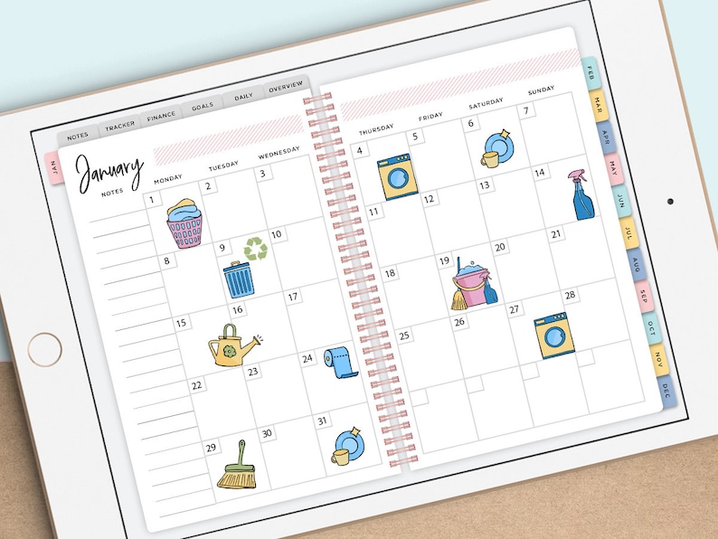 Digital Planner Stickers Hand-drawn House Cleaning Set PNG Household ...